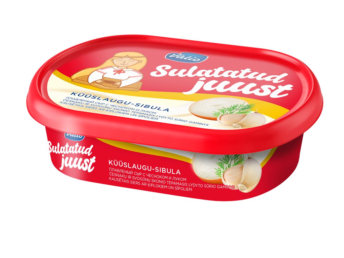 Valio spreadable processed cheese garlic-onion 185g | Valio