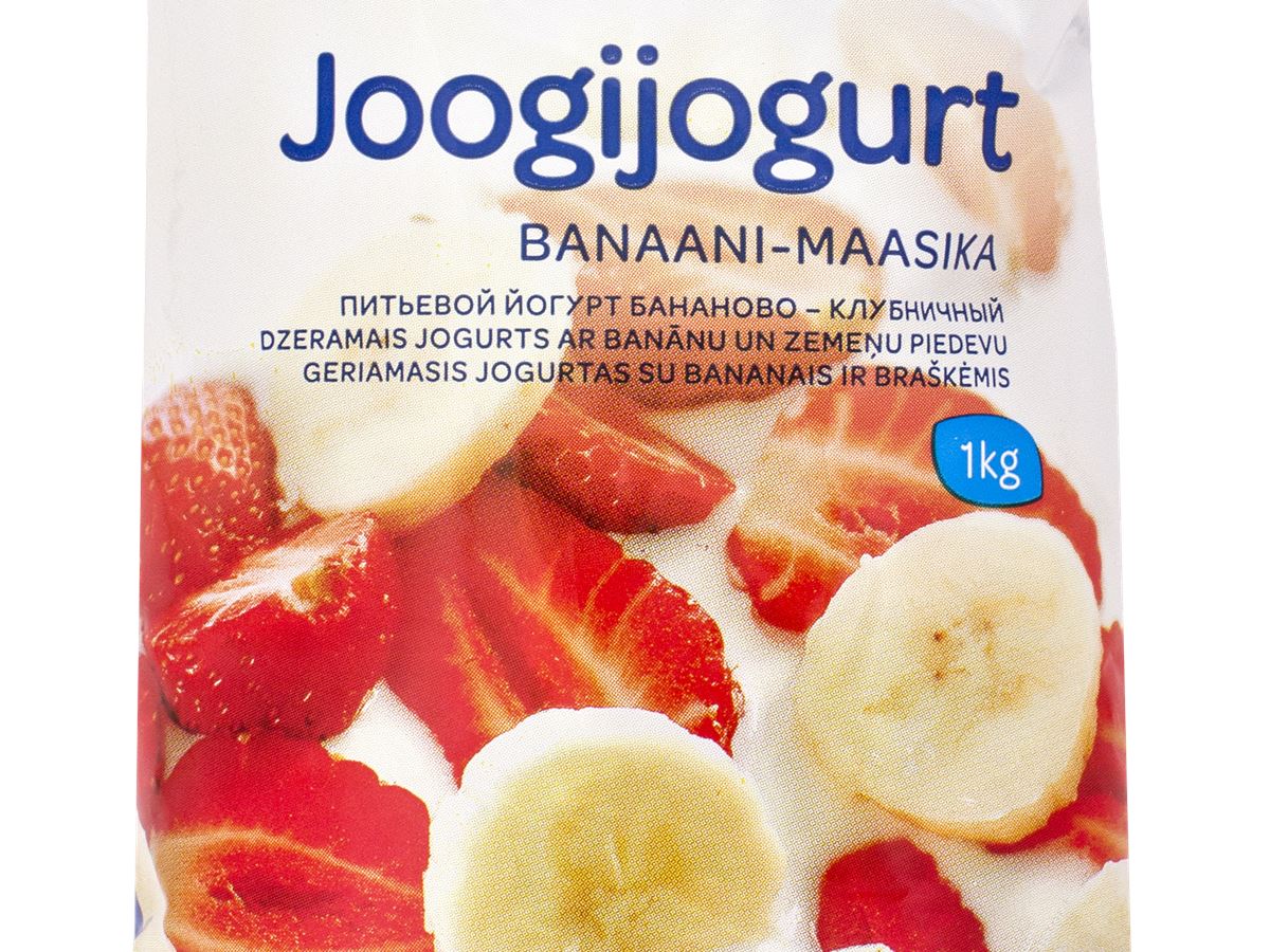 Alma drinking yoghurt banana-strawberry, 1 kg | Valio