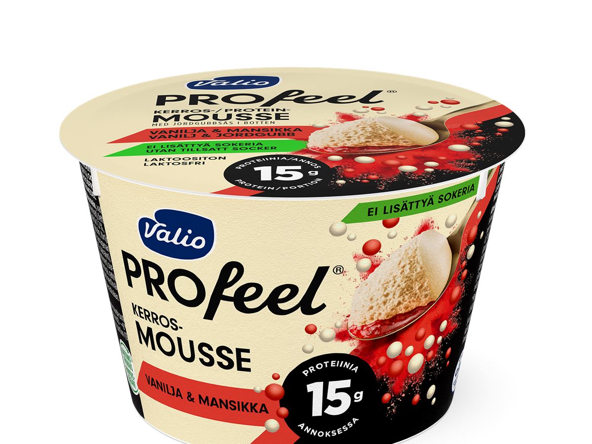 Valio PROfeel® kerrosmousse vanilja & mansikka - Valio