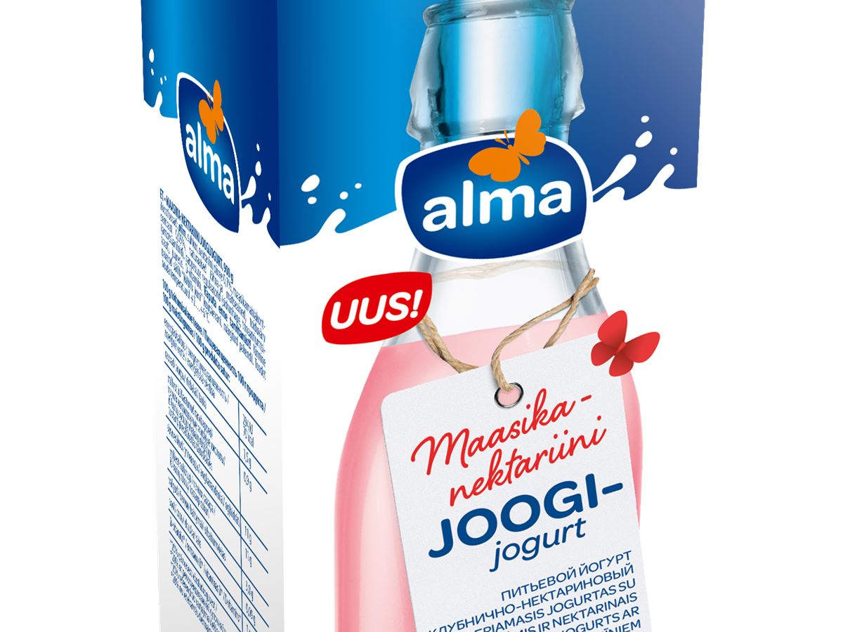 Alma drinking yoghurt strawberry-nectarine, 900 g | Valio