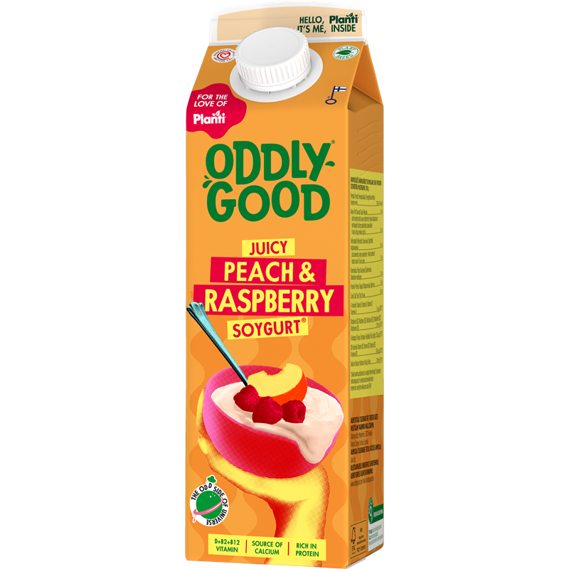 Oddlygood® Soygurt persikka & vadelma - Valio