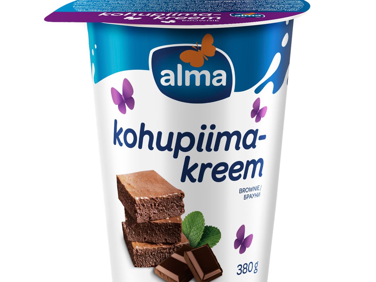 Alma шоколадный творожный крем с печеньем брауни, 380 г | Valio