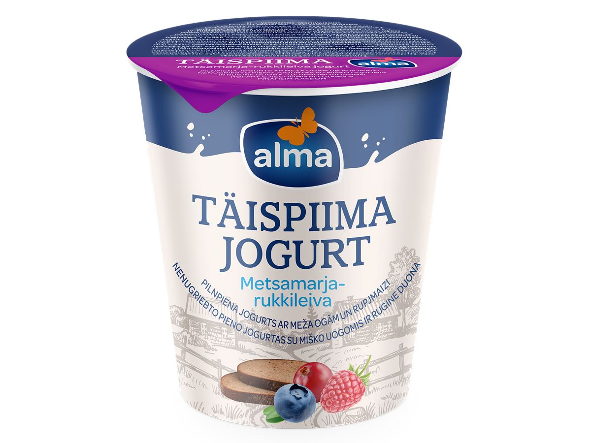 Alma whole milk yoghurt wildberries-rye bread, 350g | Valio
