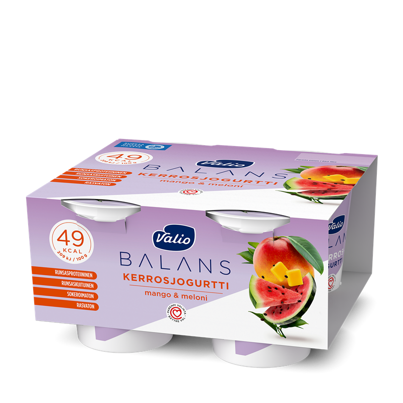 Valio Balans jogurtti 4x125 g rasvaton mango-meloni - Valio