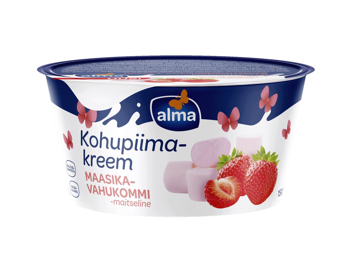 Alma curd cream strawberry-marshmallow flavored 150g | Valio