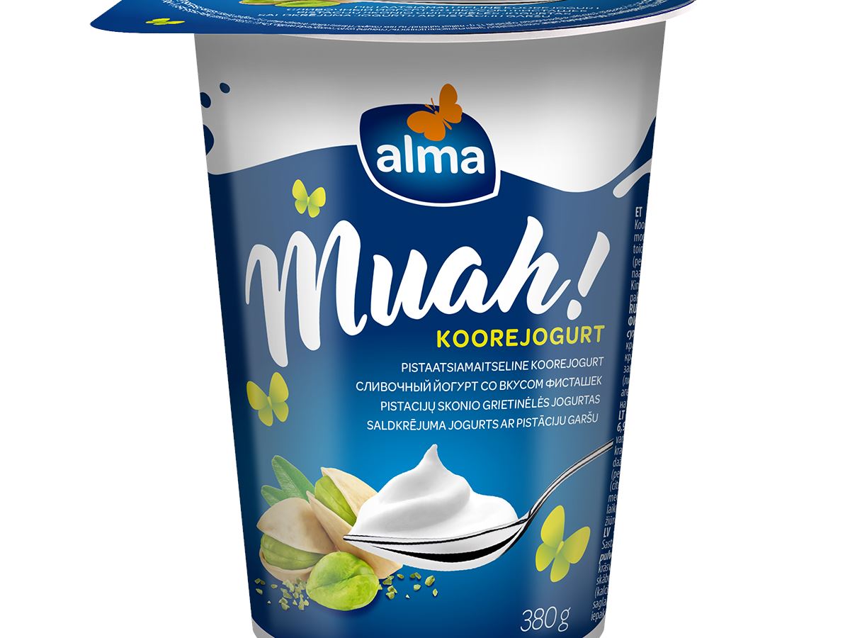 Alma Muah cream yoghurt pistachio flavoured 380g | Valio