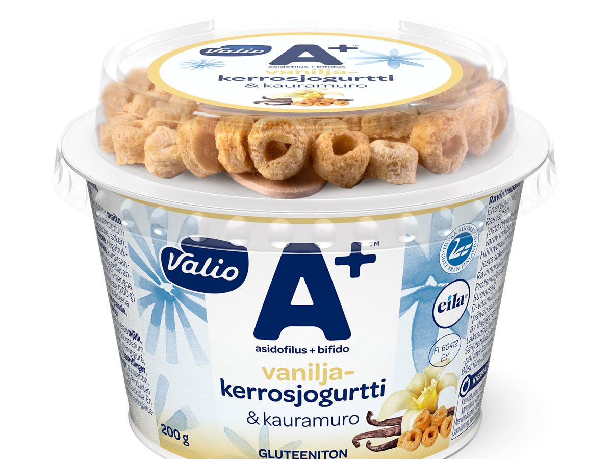 Valio A+™ vaniljakerrosjogurtti ja kauramuro - Valio