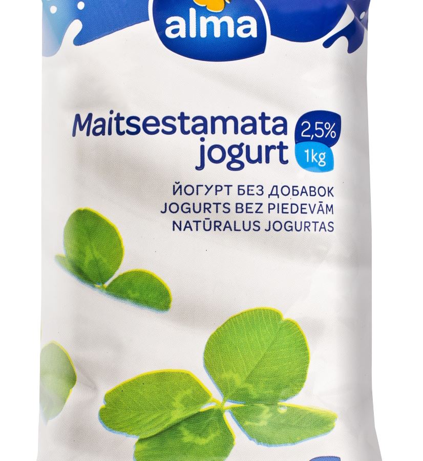 Alma jogurts bez piedevām 2,5%, 1 kg, polipaka | Valio