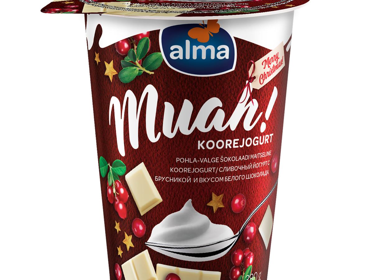 Alma Muah! cream yoghurt with lingonberries and white chocolate flavor ...
