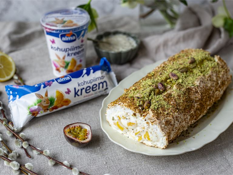 Mango-pistaatsia beseerull pasha kohupiimakreemiga | Valio