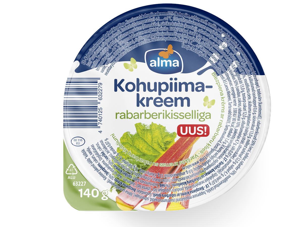 Alma curd cream with rhubarb kissel 140g | Valio