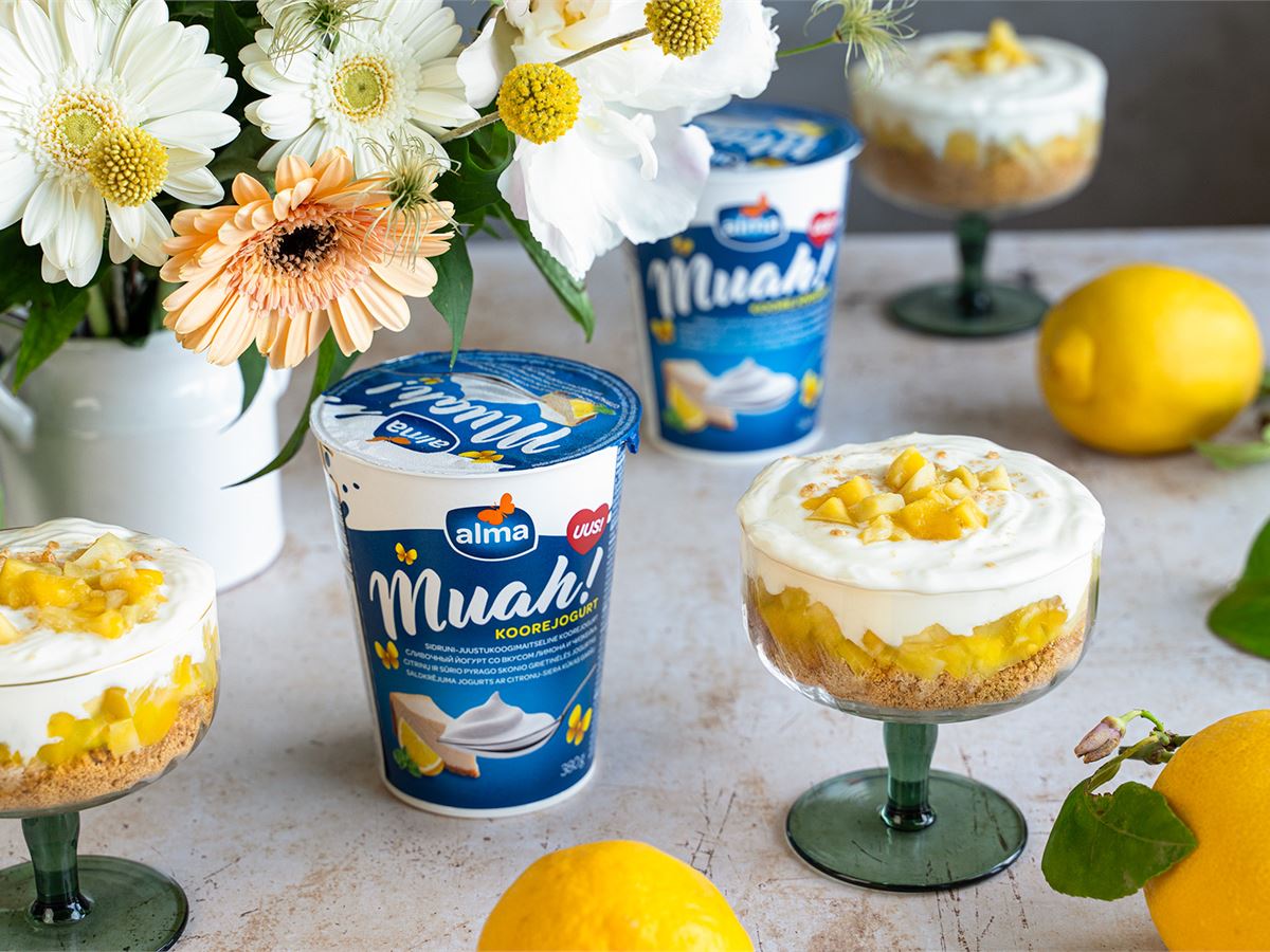 Juustukoogi-küpsise magustoit | Valio