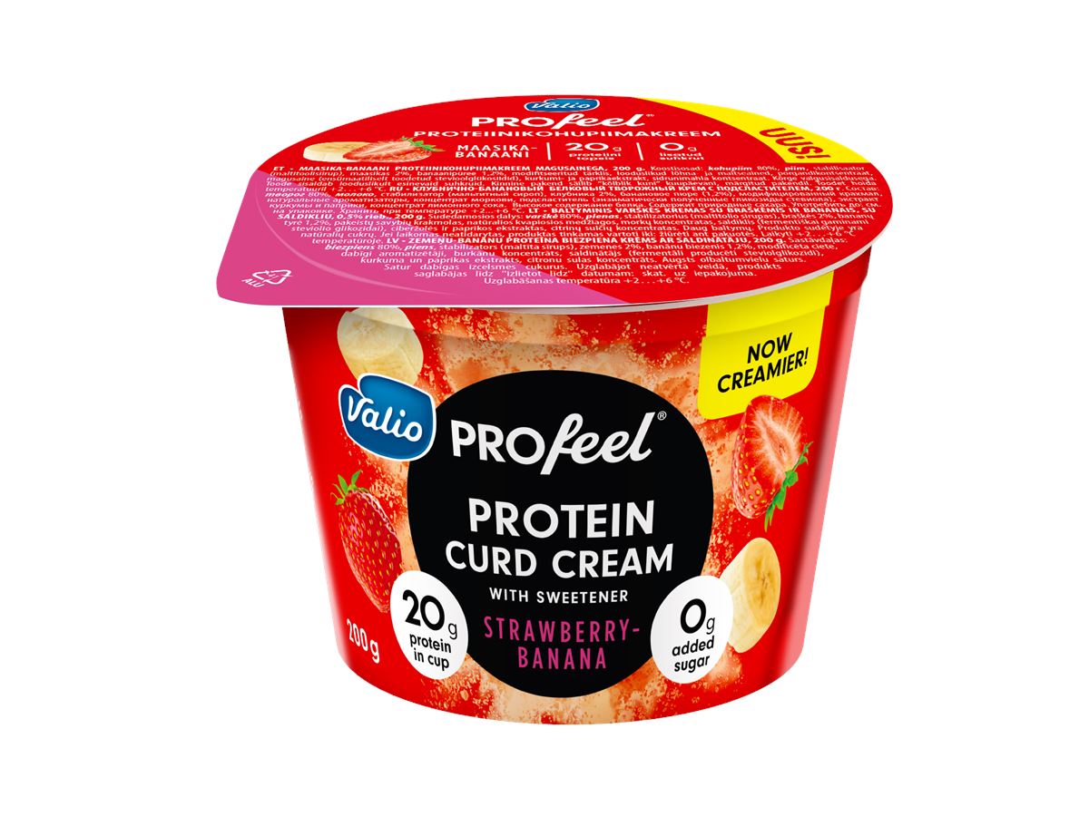 Valio PROfeel protein curd cream strawberry-banana 200g | Valio